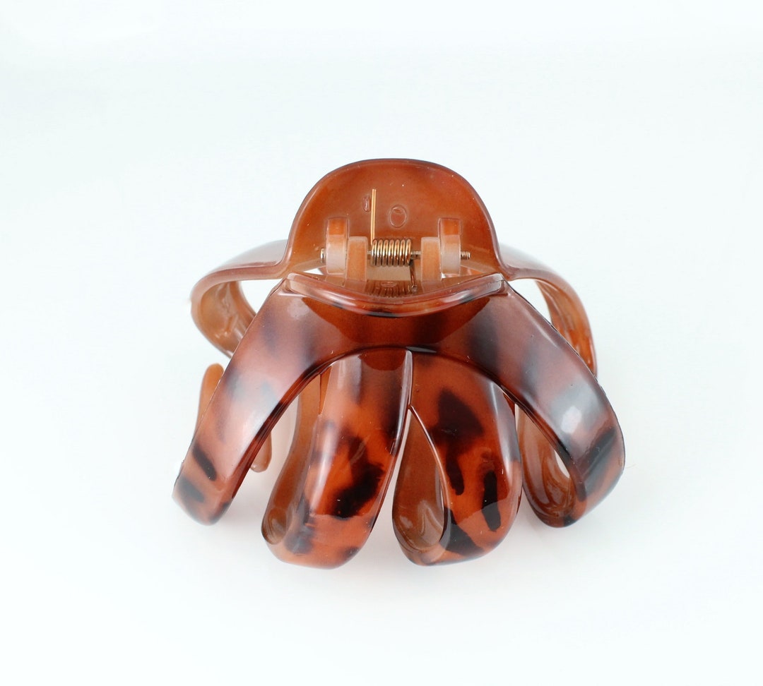 Dark Rust Orange Cheetah Print Octopus Hair Clip Big Oval Spider ...