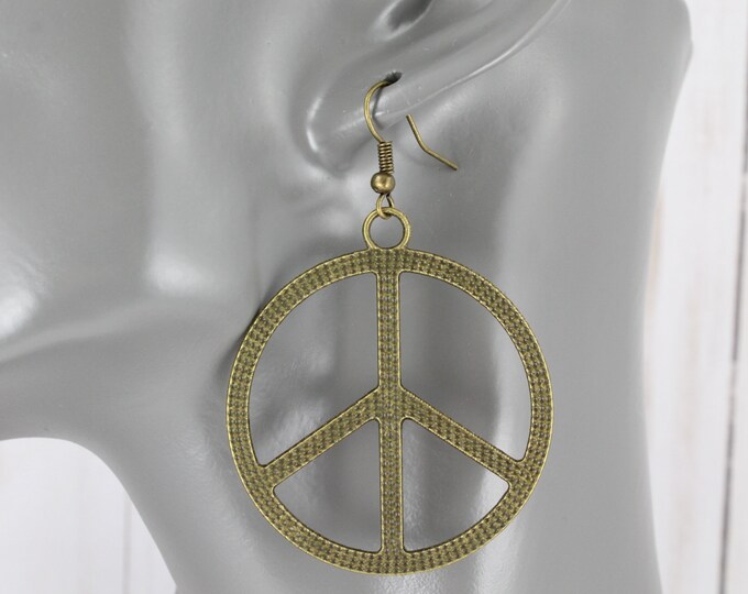 Peace Sign Earrings Peace Symbol Love and Peace Dangle Earrings ...