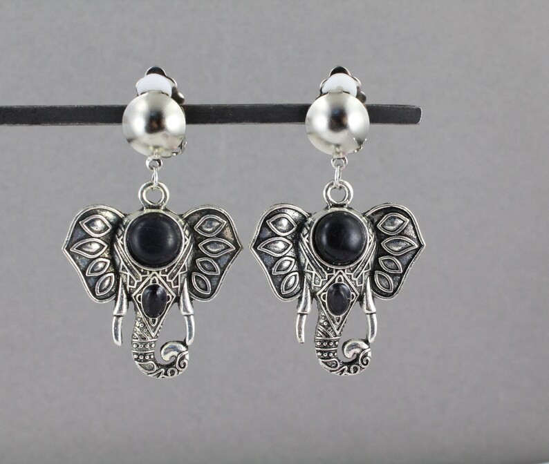 Clip on Elephant Earrings Trunk Ears Pendant 2 1/8 Long - Etsy
