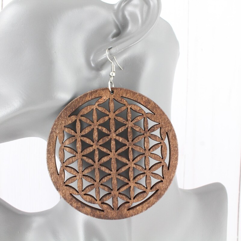 Large Brown Disc Earrings - Etsy