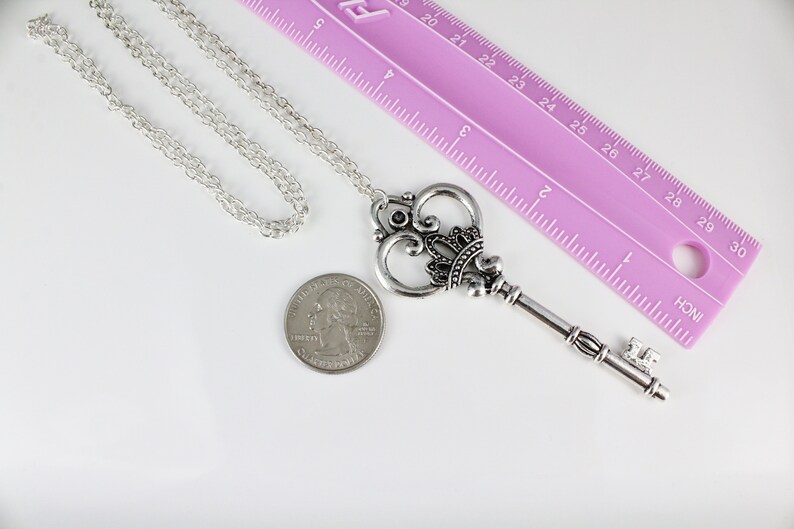 Skeleton Key Necklace 28 Long Chain Skeleton Key Outline - Etsy