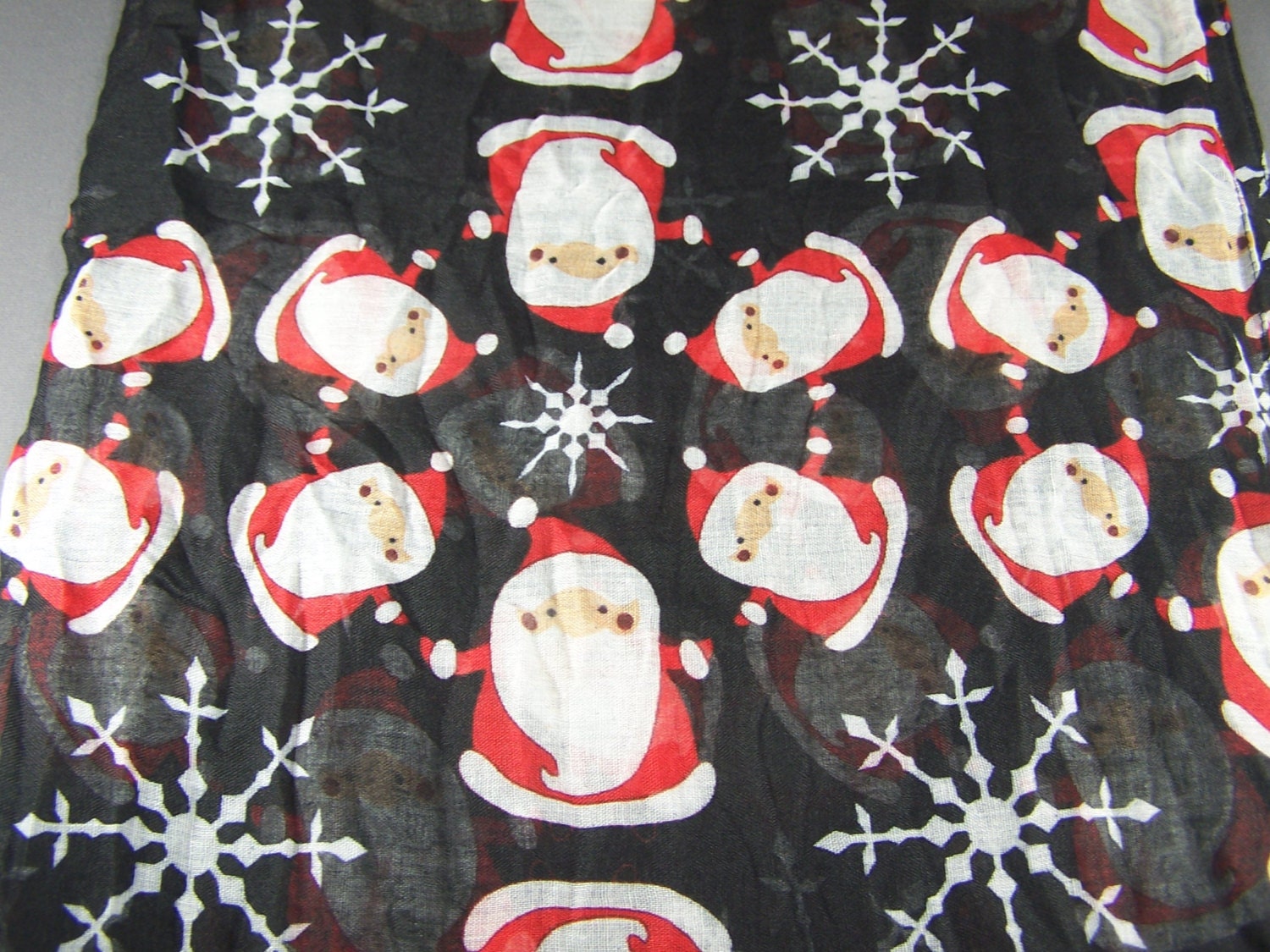 Santa Claus Christmas Scarf Lightweight Gauzy Infinity Long Circle Loop ...