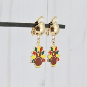 Turkey Clip on Earrings Thanksgiving Earrings Dangle Earrings Clips Non ...