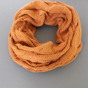 Rust Orange Cable Knit Infinity Scarf Soft Chunky Knit Circle Endless ...