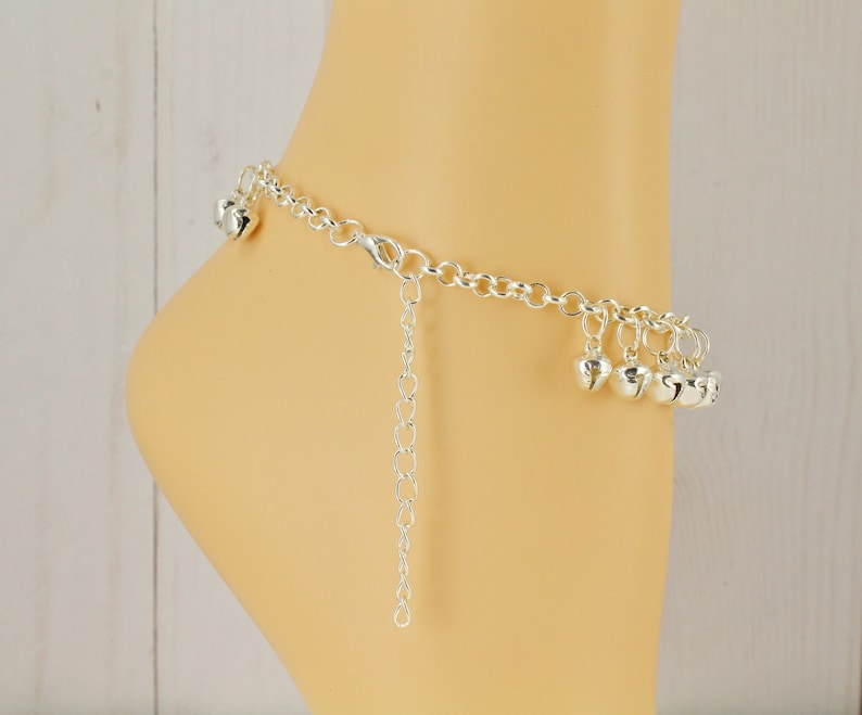 Silver Jingly Bells Anklet Ankle Bracelet Jingle Bell Adjustable 8 to ...