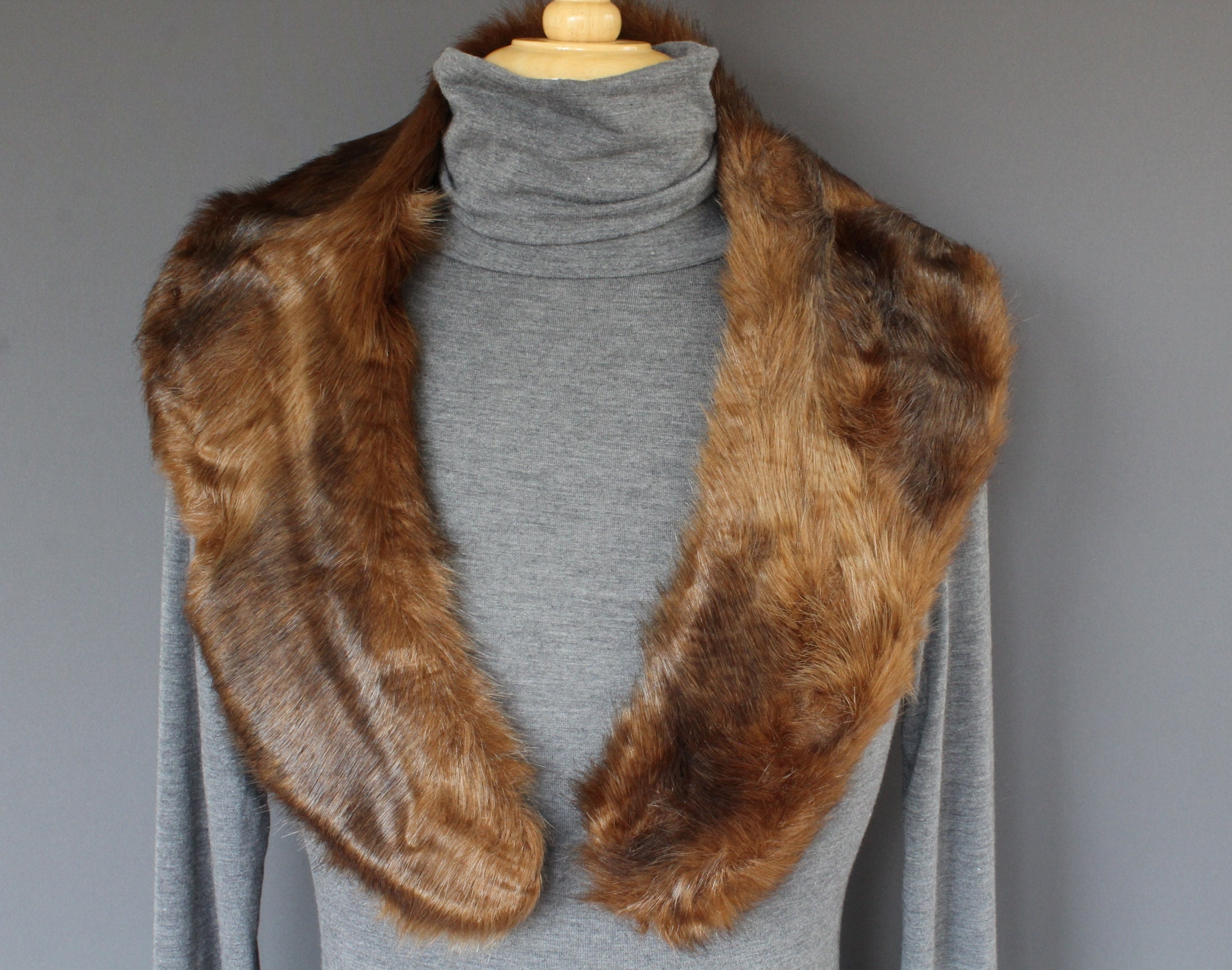 Dark Brown Black Scarf Faux Fur Furry Scarf Neck Wrap Warmer | Etsy