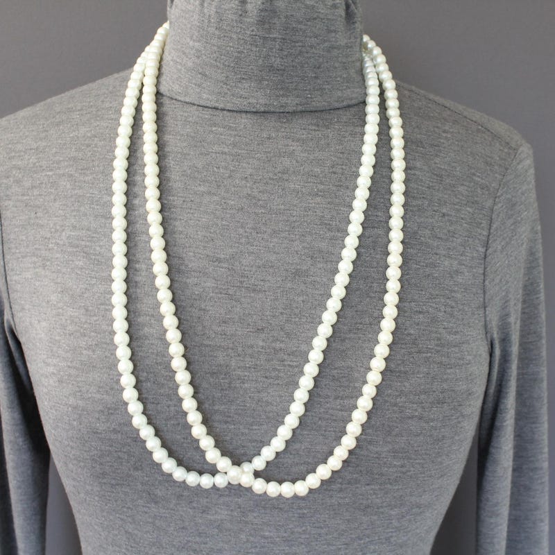 Long Pearl Necklace - Etsy