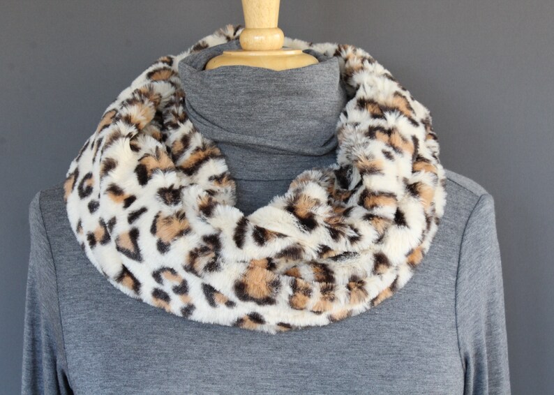 Cheetah Scarf Faux Fur Soft Infinity Leopard Print Scarf Cowl - Etsy