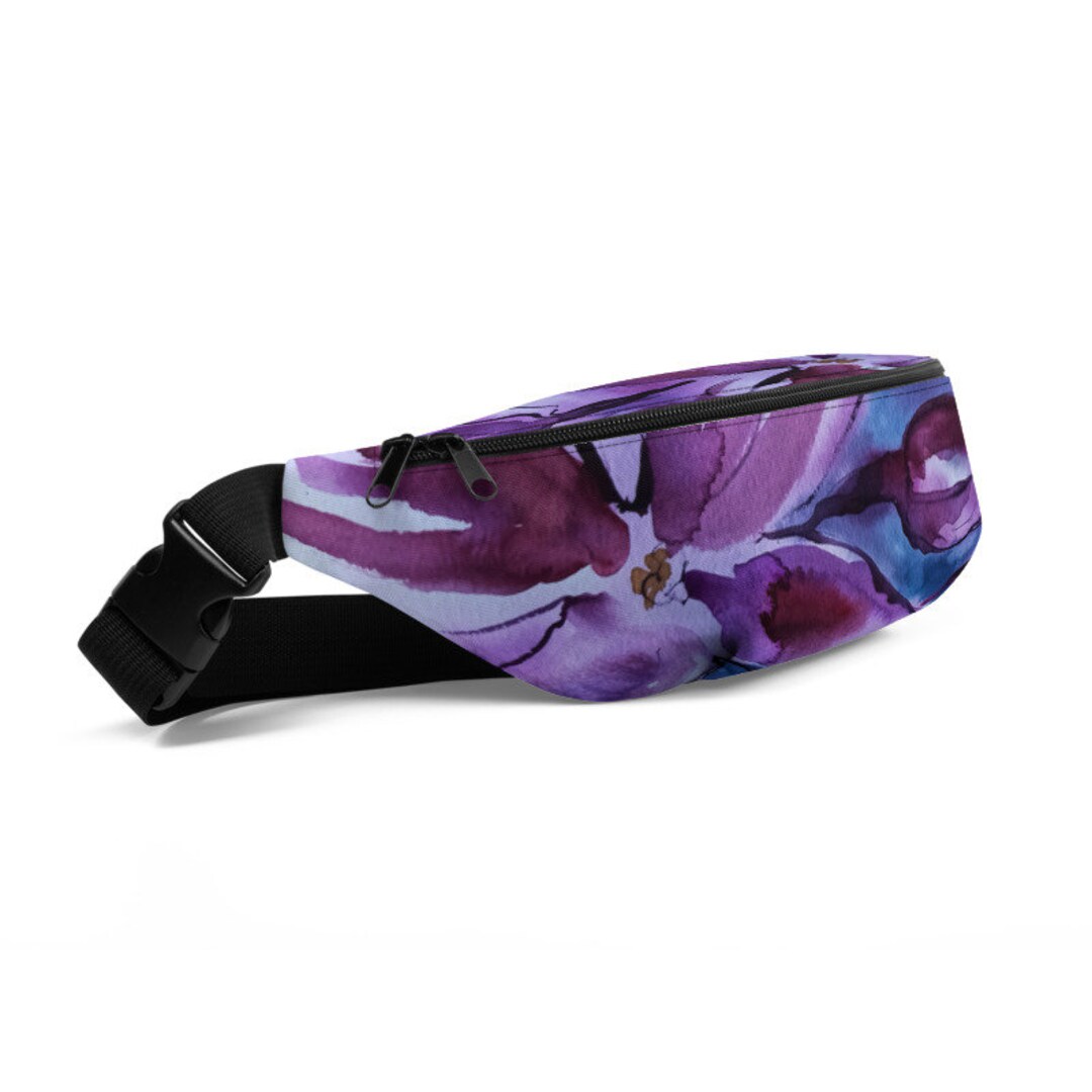 Designer Fanny Pack Purple Floral Artistic Watercolor Hip - Etsy