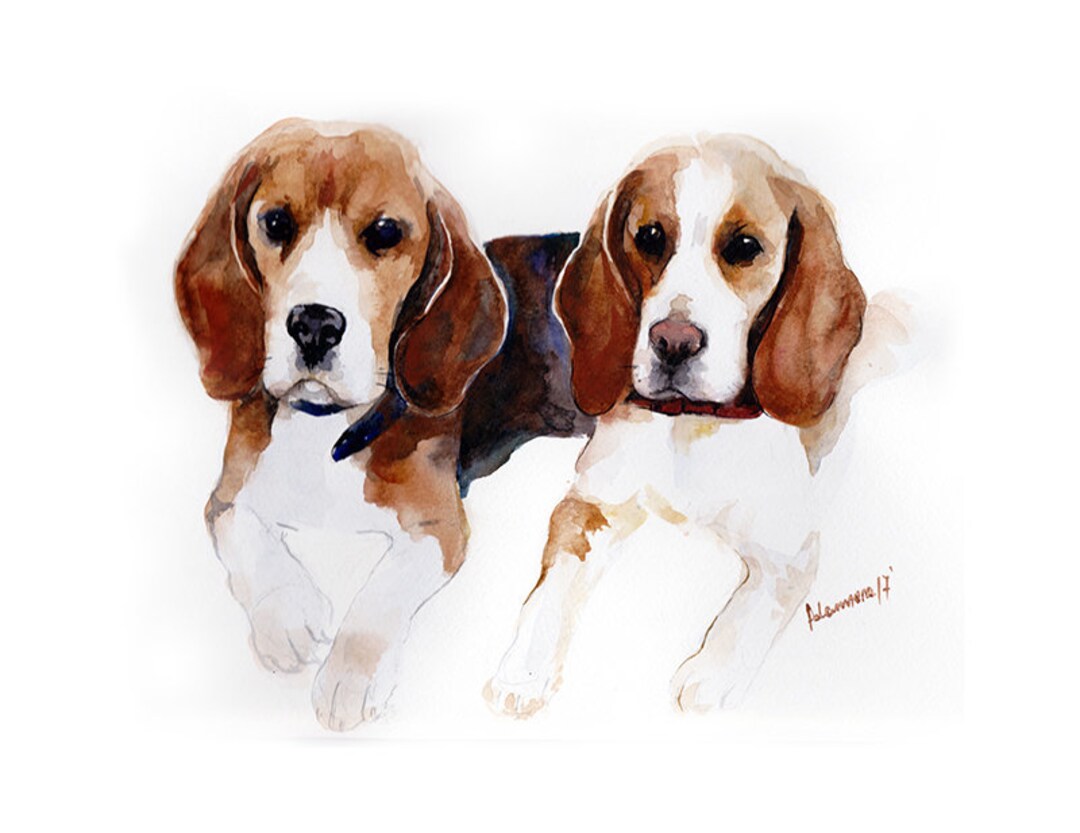 Beagle Gifts Dog Portrait Painting Unique Gift for Dog Lover - Etsy
