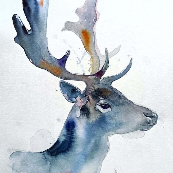 Reindeer Painting - Etsy