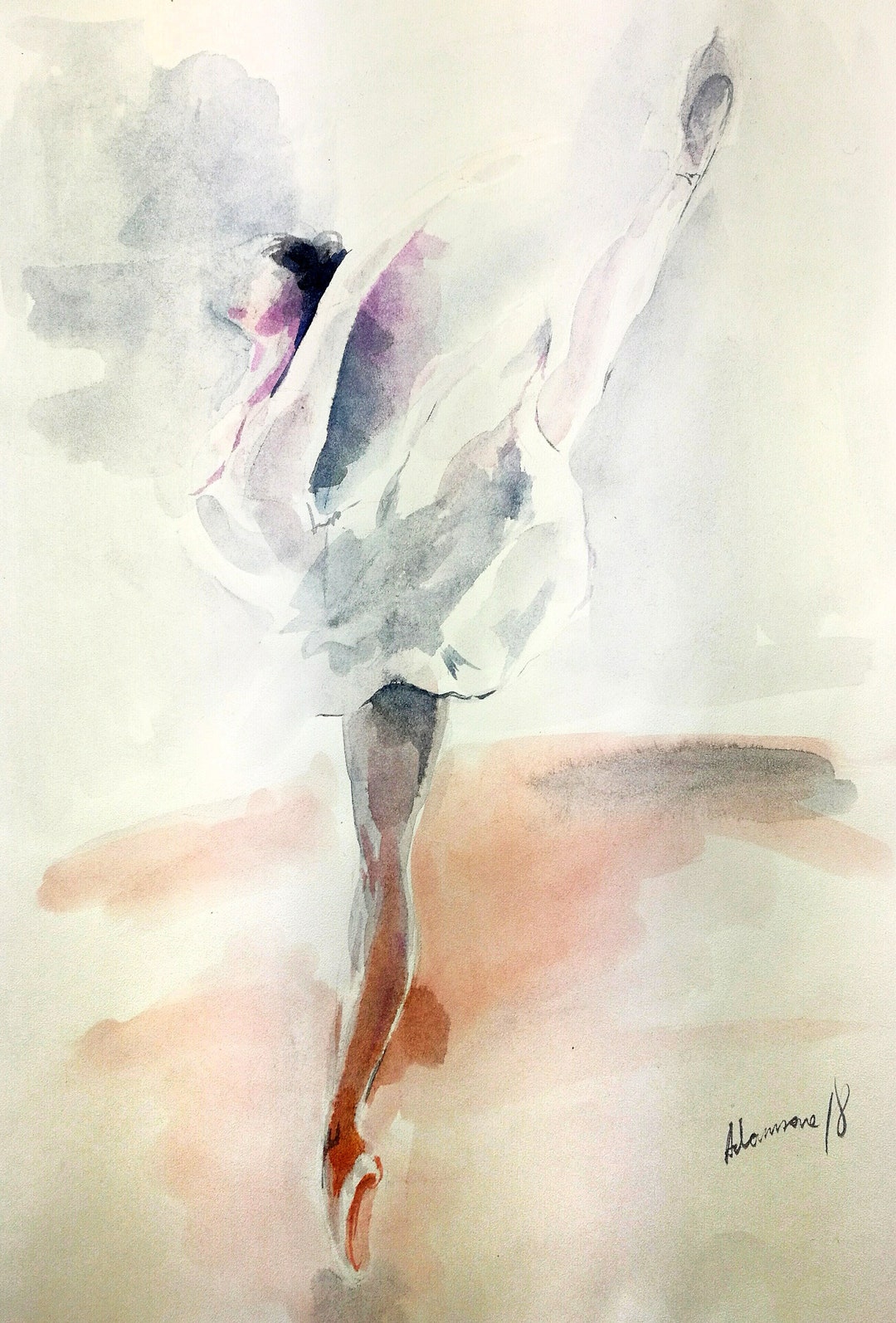 Ballerina Painting Original Watercolor Art of a Ballet Dancer - Etsy