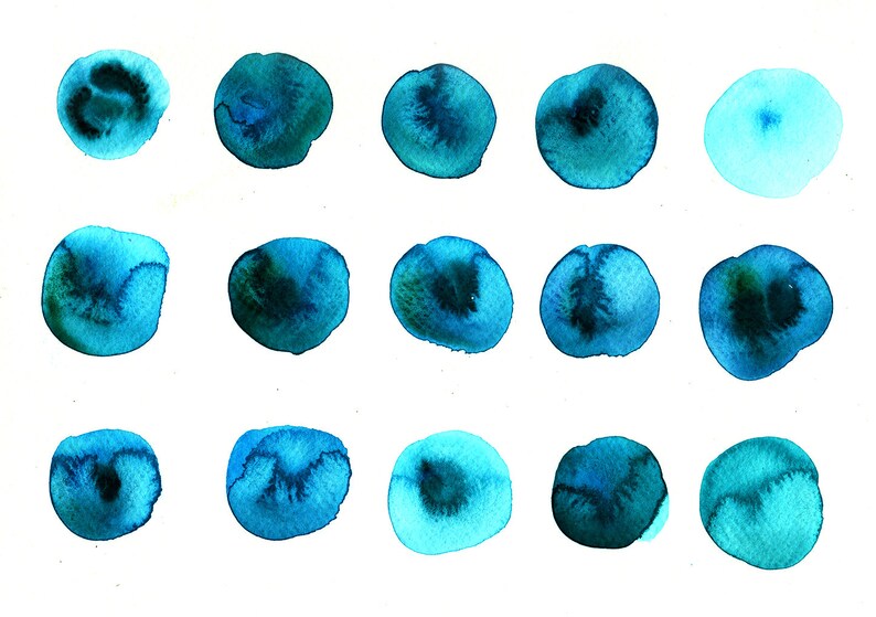 Turquoise Abstract Minimalist Watercolor Circles Art - Etsy