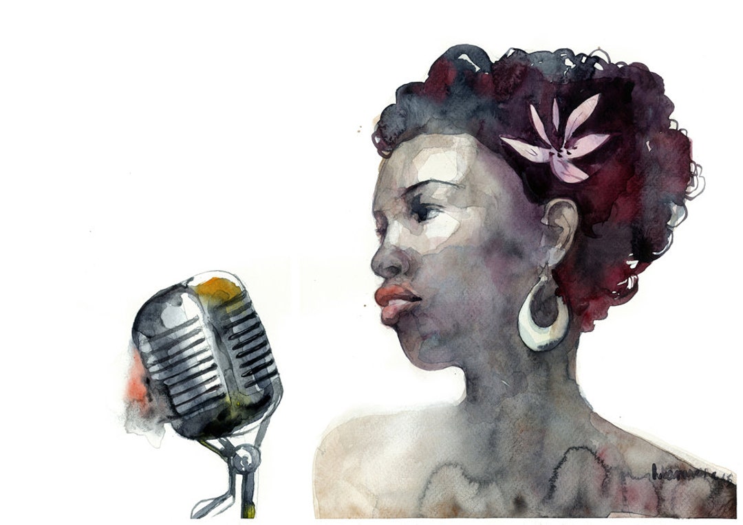 Vintage Jazz Singer Watercolor Art Print, Retro Style Music Decor ...