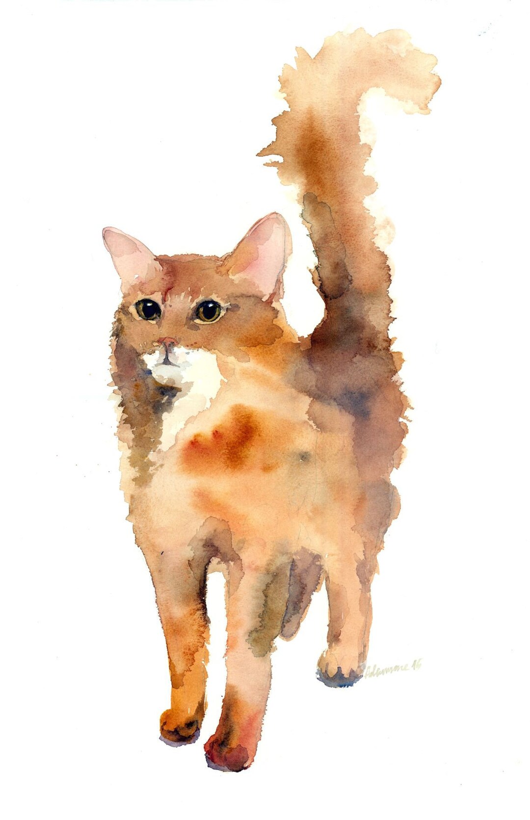 Ginger Cat Print Watercolor Digital Wall Decor. Unusual Cat - Etsy