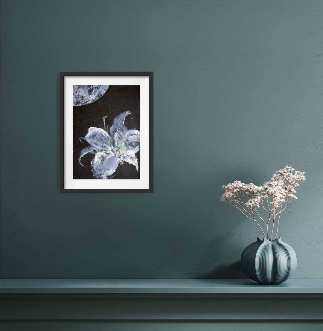 Moon Picture - Moon Flower Poster - Etsy