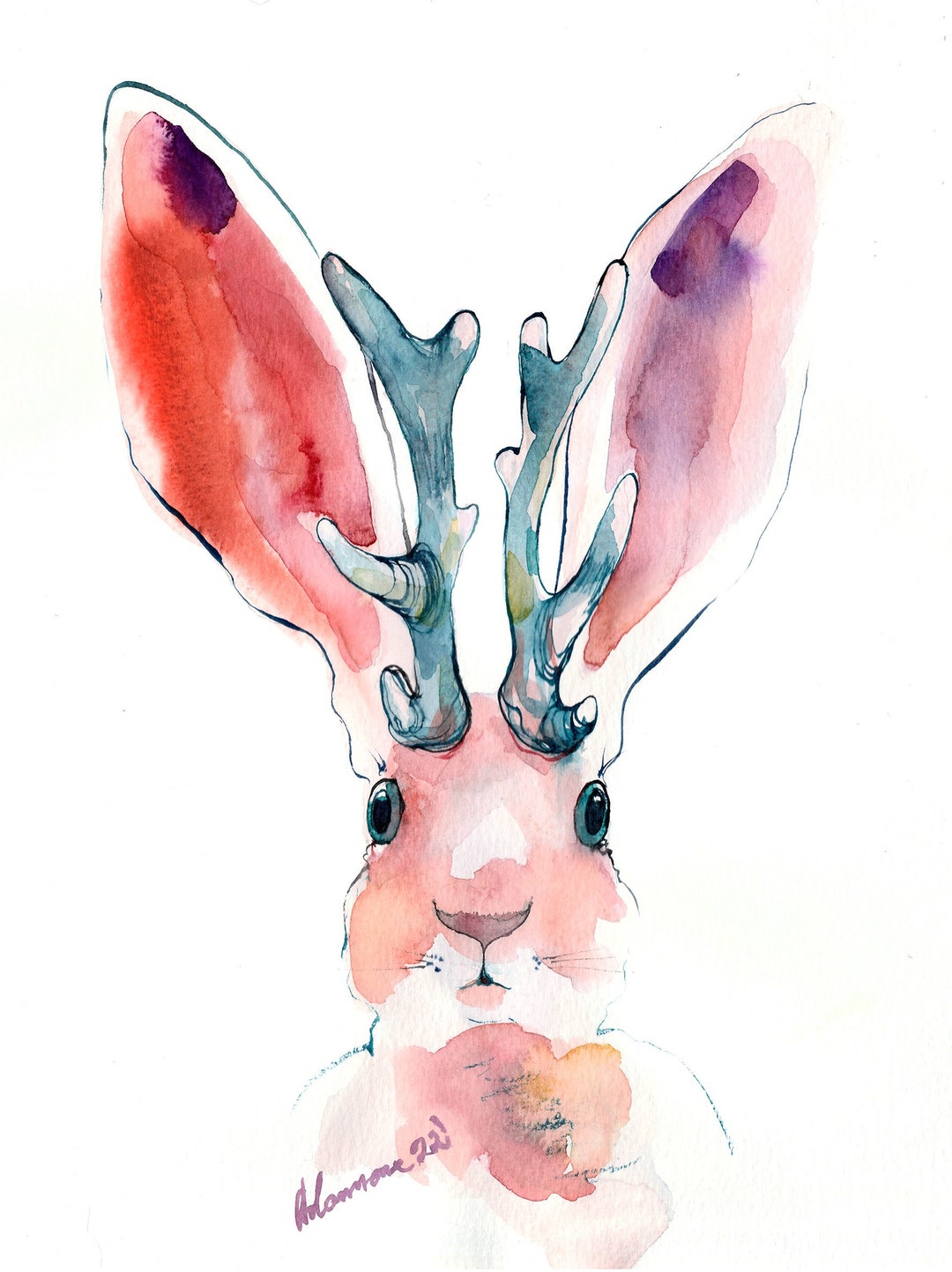 Jackalope Print Mythical Creature Wall Art Watercolor - Etsy