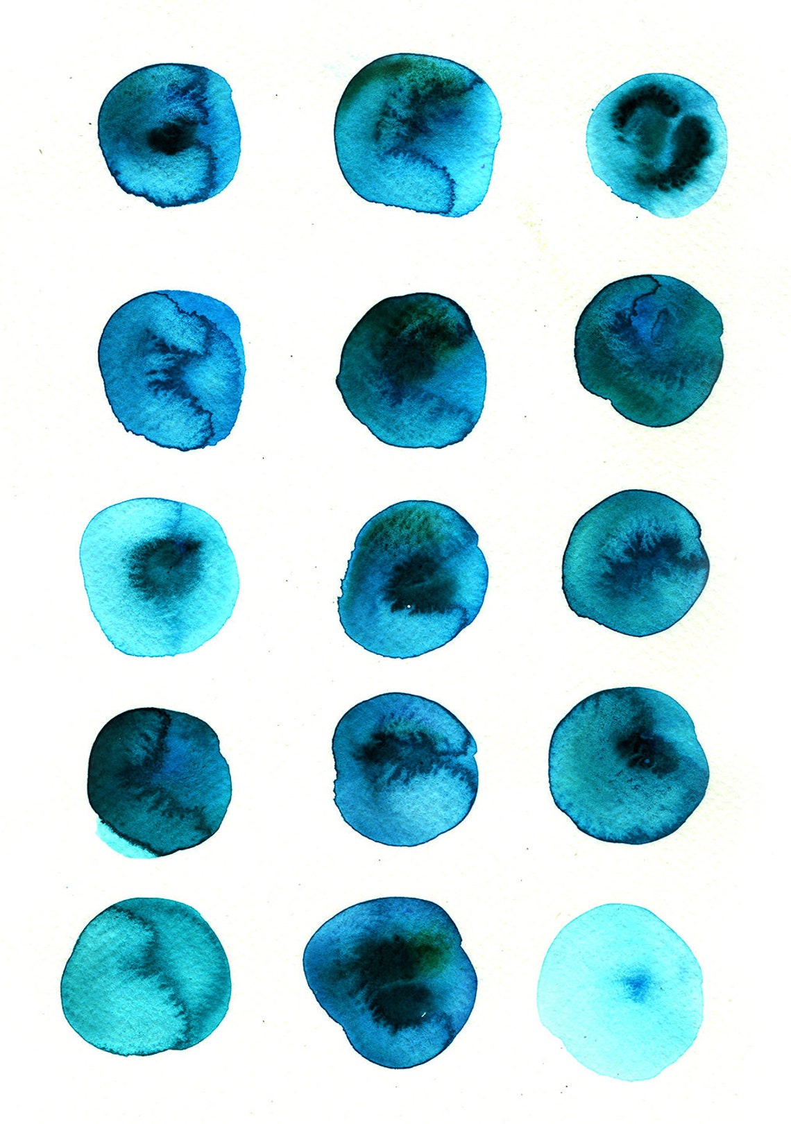 Turquoise Abstract Minimalist Watercolor Circles Art - Etsy