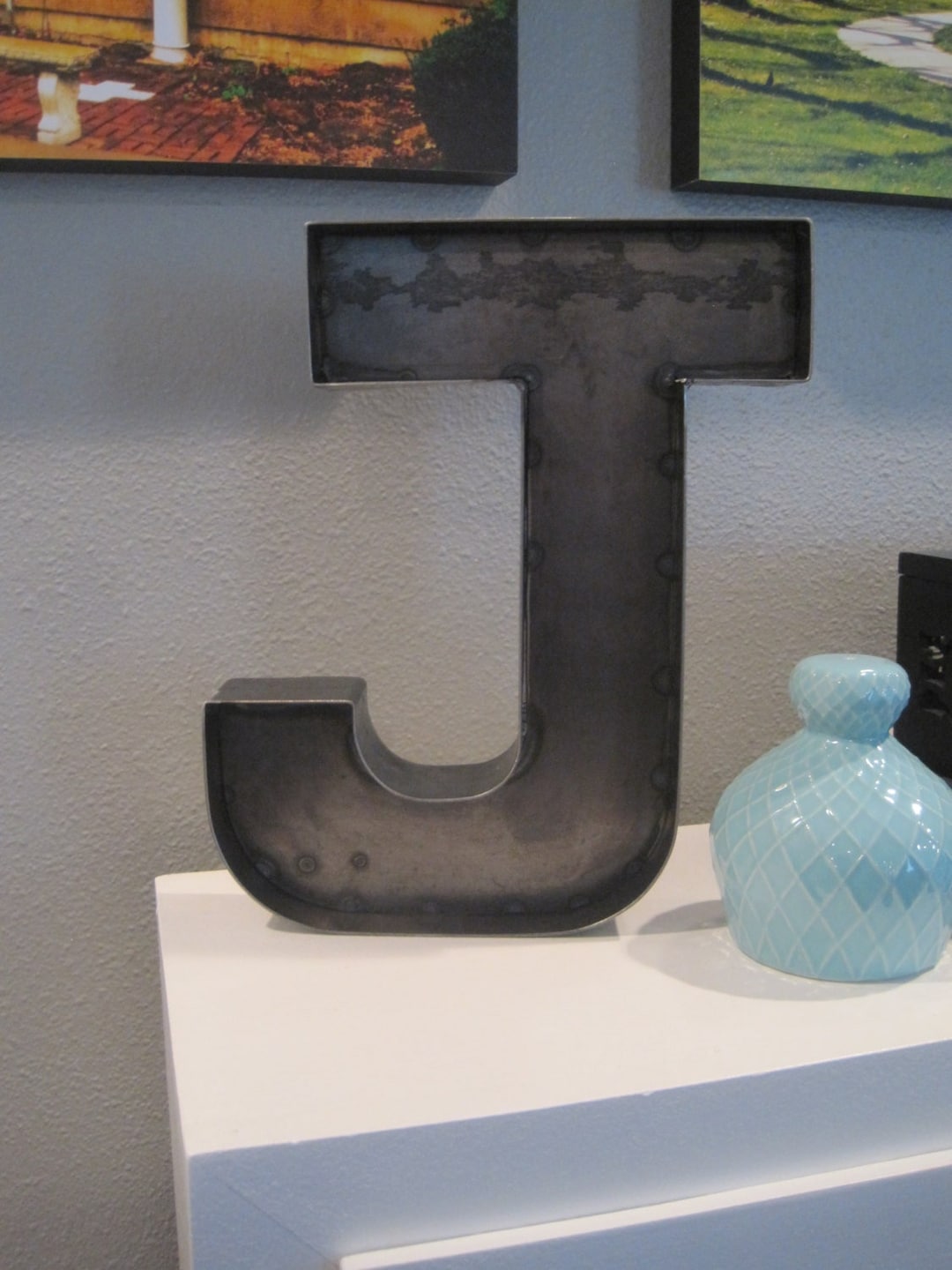 CUSTOM 12" Metal Letter J Wall/shelf Decor-12" Industrial Raw Metal ...