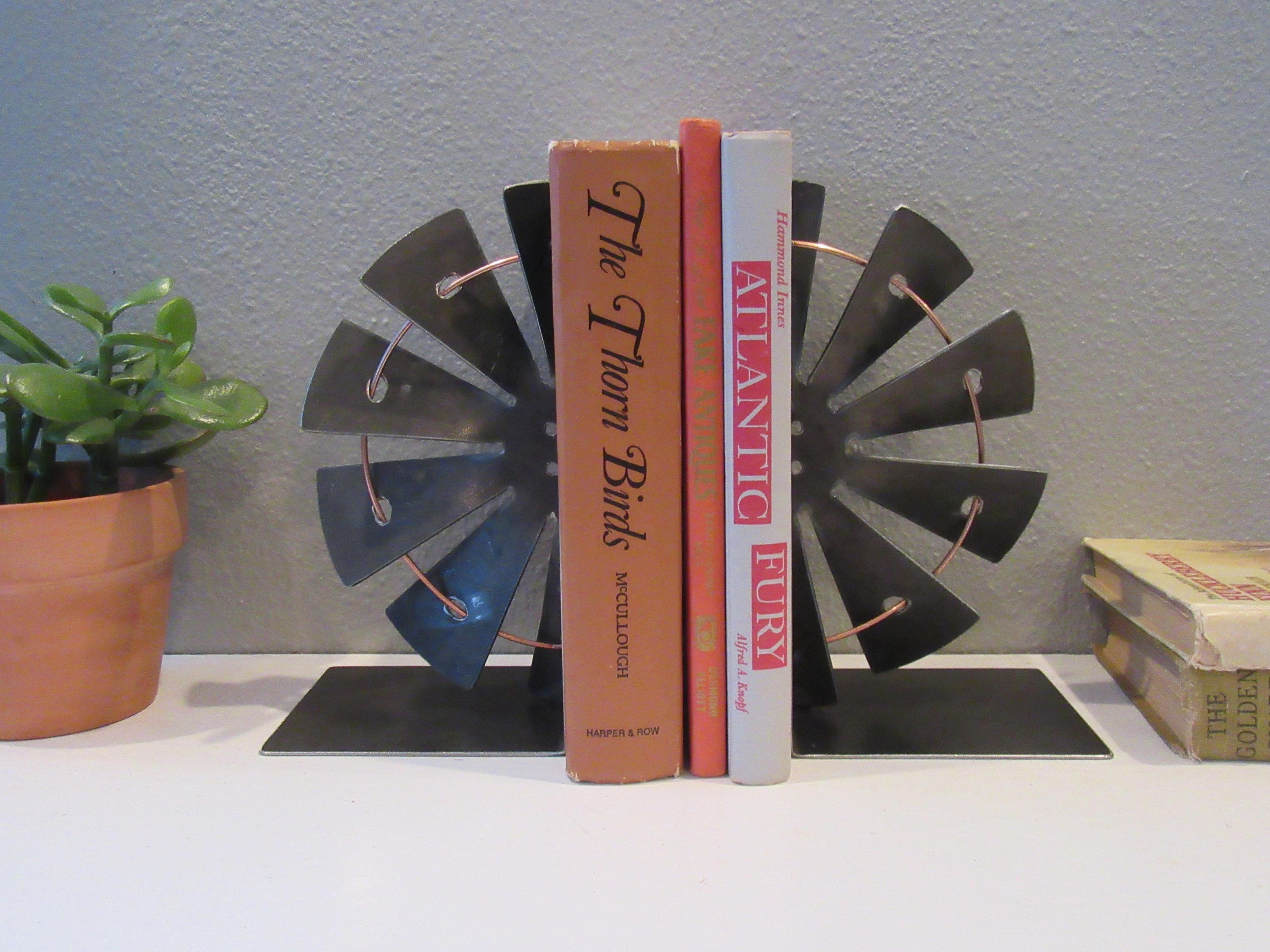 Windmill Bookends Handmade-rustic Metal Windmill Bookends-set of ...