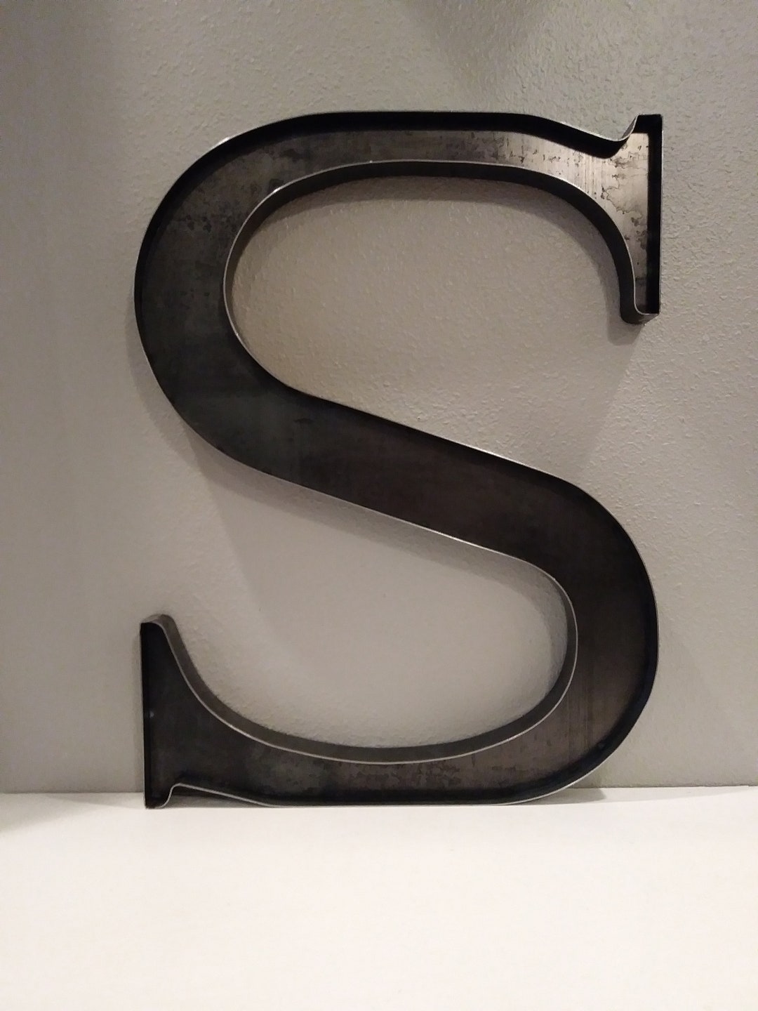 24" Raw Steel Metal Wall Letter S Serif Font-vintage Inspired ...