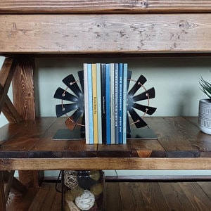 Windmill Bookends Handmade-rustic Metal Windmill Bookends-set of ...