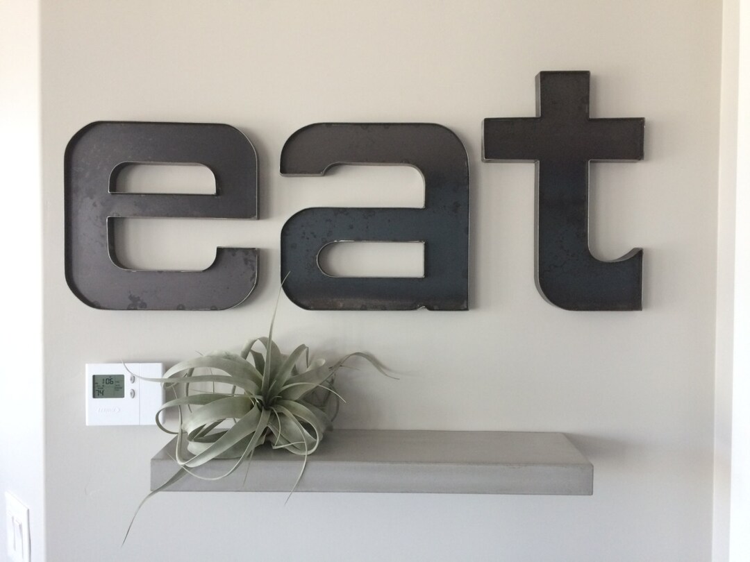 Metal EAT Sign-solid Steel 'eat' Wall Letters-rustic Industrial Metal ...