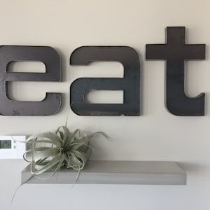 Metal EAT Sign-solid Steel 'eat' Wall Letters-rustic Industrial Metal ...