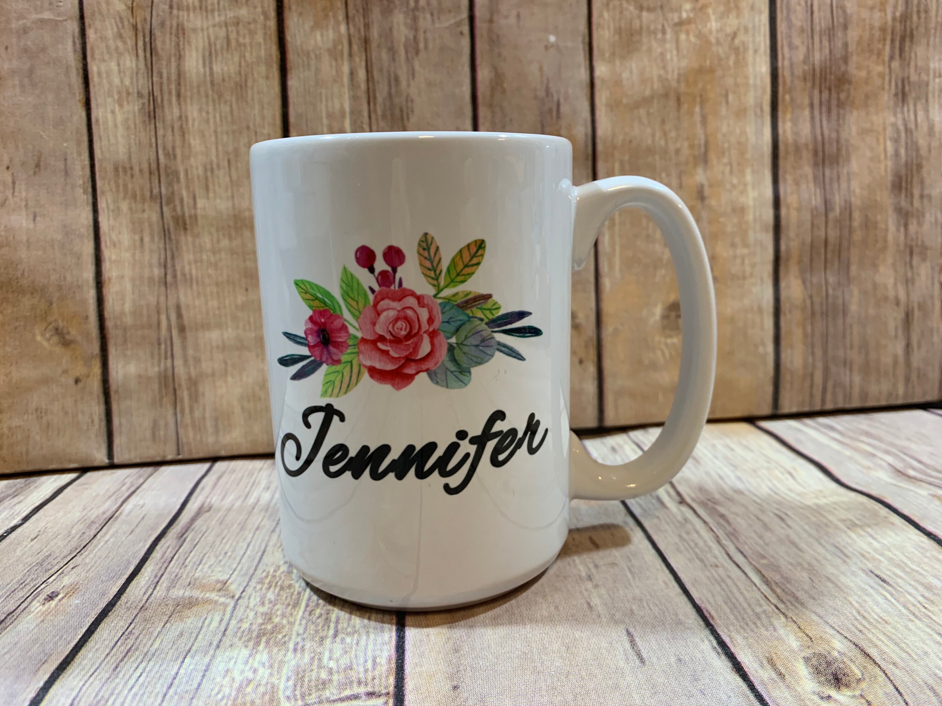Personalized with Name and flowers Mug custom saying | Etsy