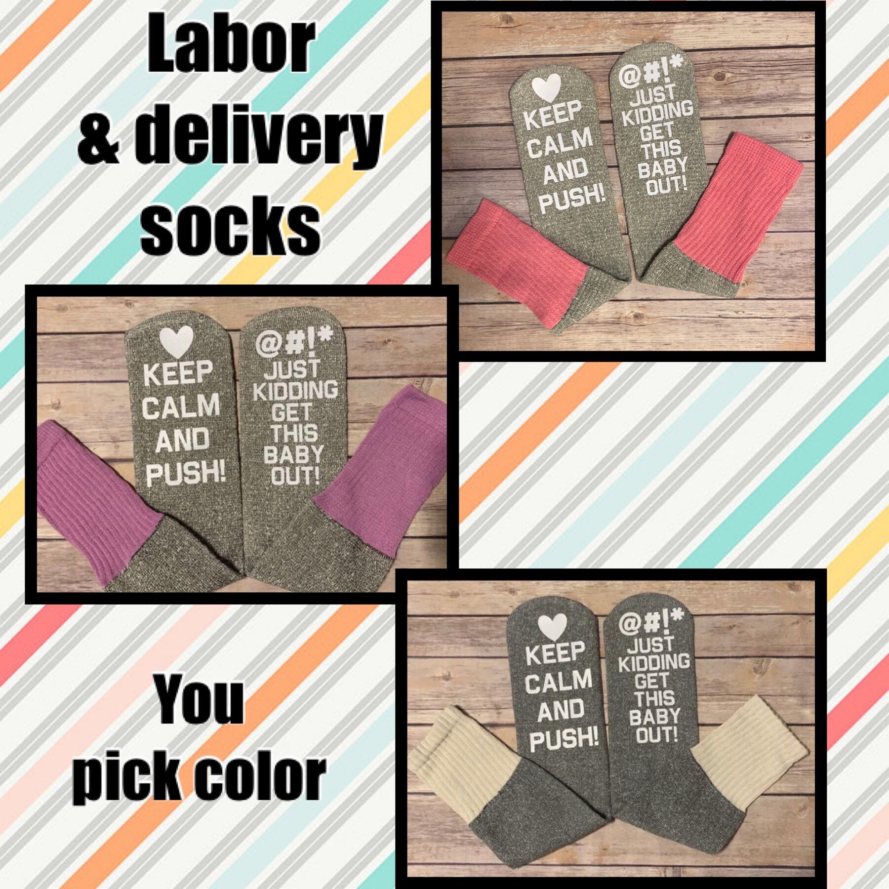 Keep Calm and Get This Baby Out Labor and Delivery SOCKS | Etsy