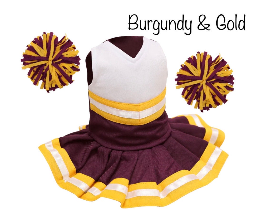 BURGUNDY & GOLD Cheerleader Outfit, 18 Inch Doll Cheer Outfit, Can Be ...