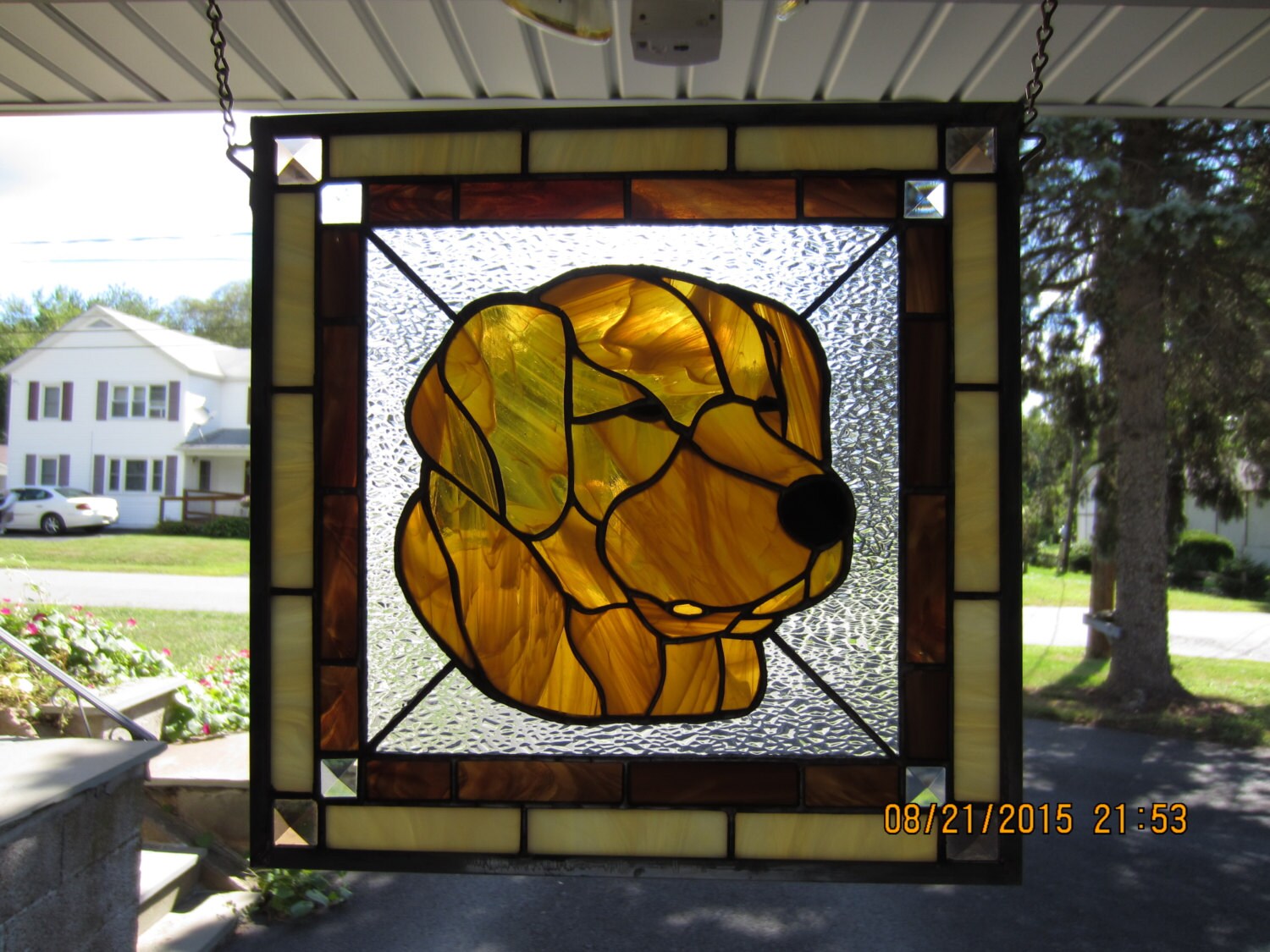 Golden Retriever Stained Glass Panel - Etsy
