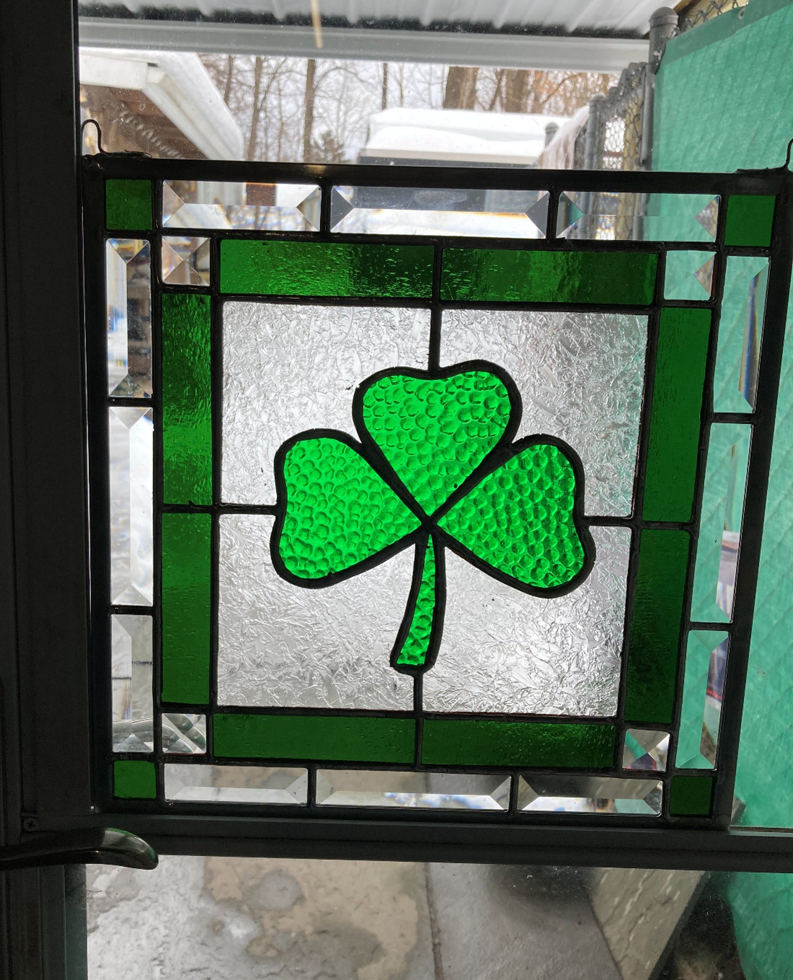 Shamrock Stained Glass Panel - Etsy