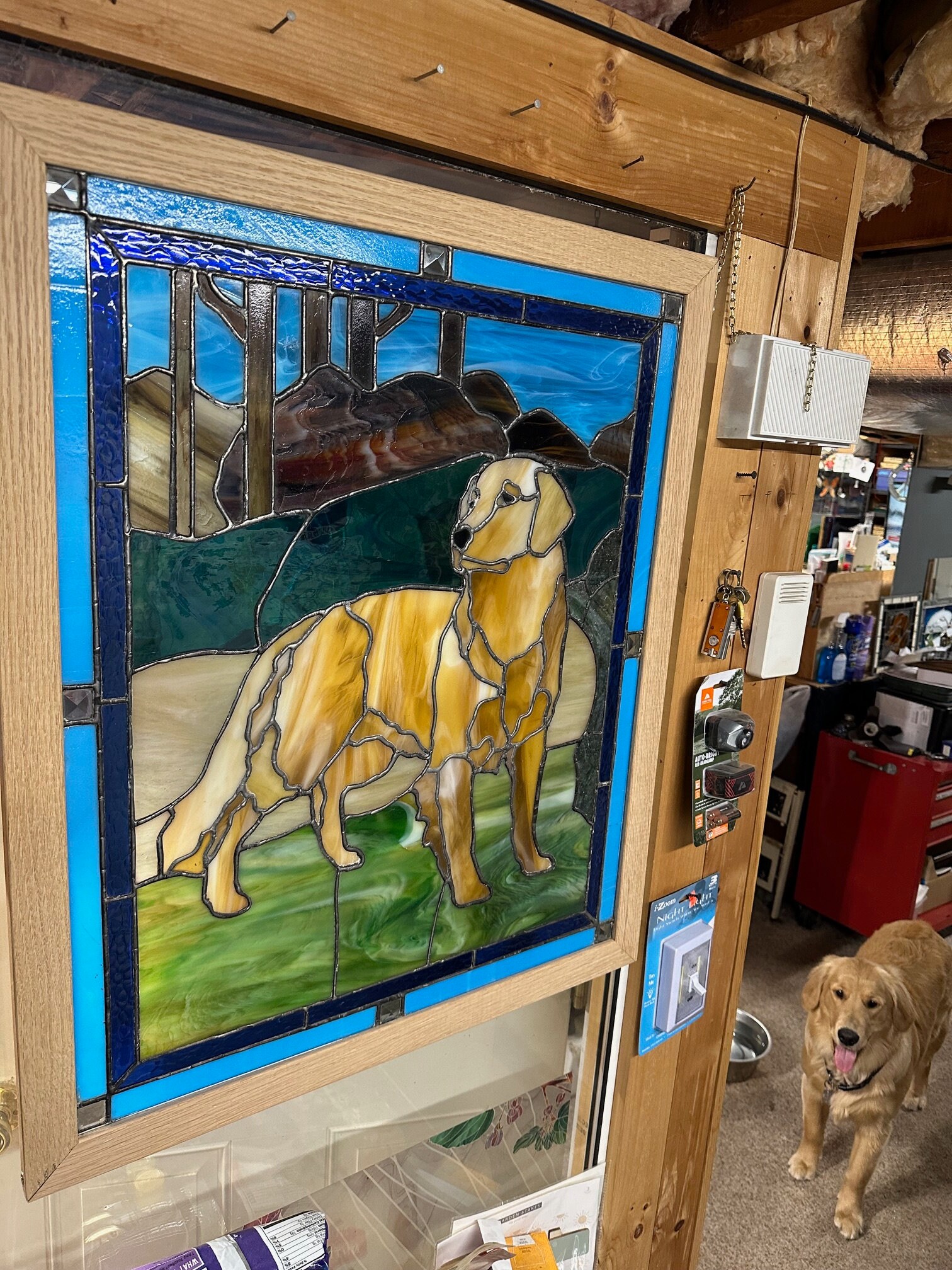 Golden Retriever Stained Glass Panel - Etsy