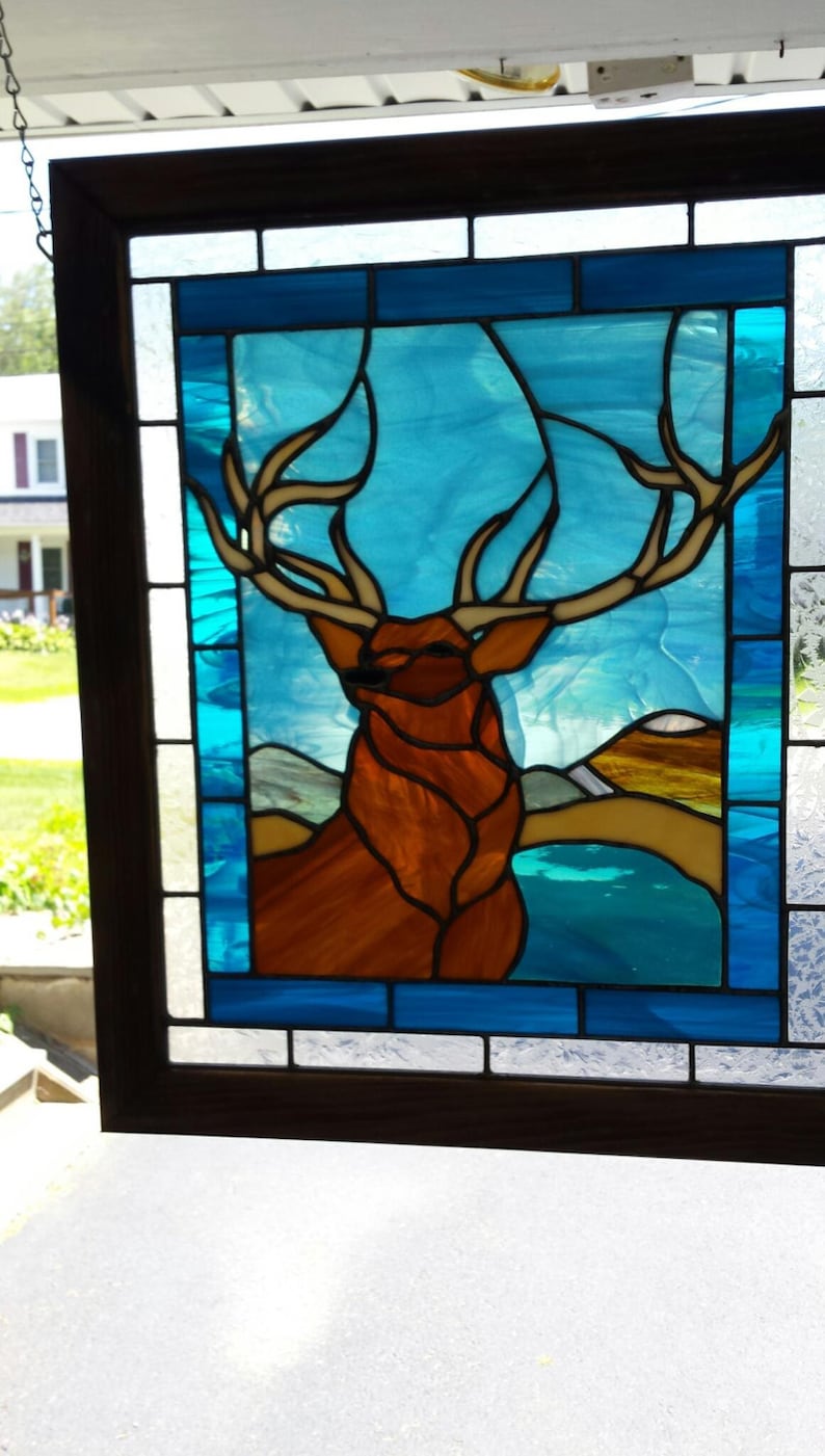 Big Buck Wilderness Stained Glass Panel - Etsy