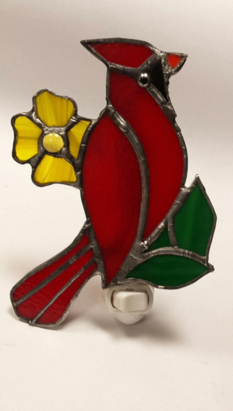 Stained Glass Night Light - Cardinal - Etsy