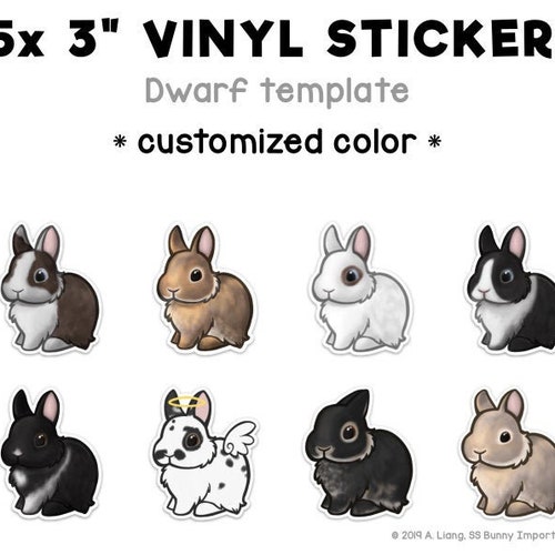 Custom 5x Dwarf Rabbit Stickers Cute Dwarf Bunny Picture - Etsy