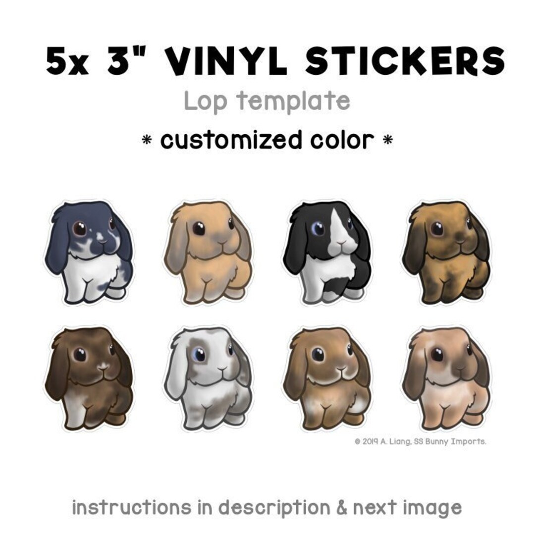 Custom 5x Lop Rabbit Vinyl Stickers Chibi Lop Bunny Picture - Etsy