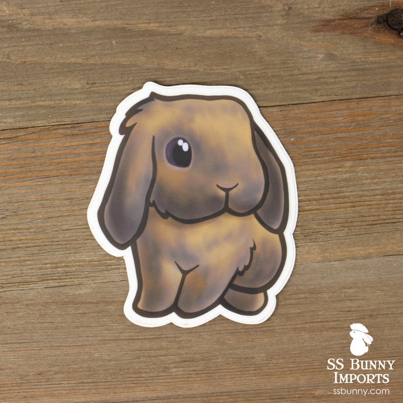 Blue tort lop bunny sticker printed adorable rabbit vinyl | Etsy
