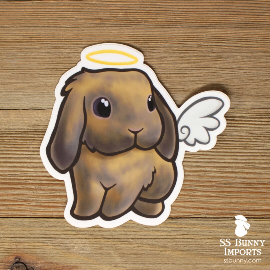 Blue Tort Lop Rabbit Angel Sticker; Lop Rabbit Bumper Sticker, Lop ...
