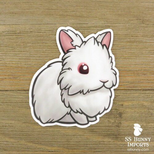 Red-eyed White Lionhead Rabbit Sticker Cute White Bunny | Etsy