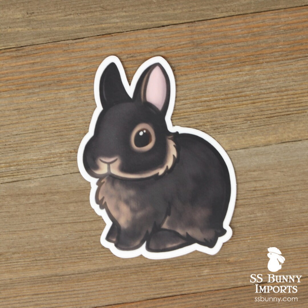 Black Tan Netherland Dwarf Bunny Sticker; Printed Chibi Rabbit Vinyl ...