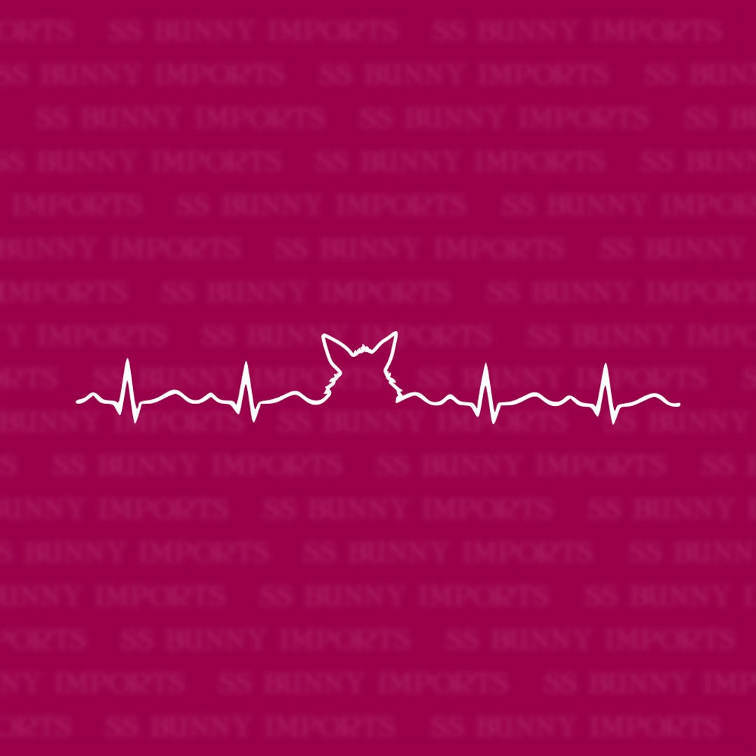 Lionhead Rabbit Head Heart Beat ECG EKG Sticker; Bunny Car Decal ...