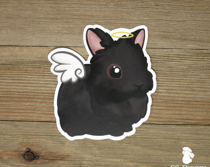 Black Tort Lionhead Rabbit Sticker Cute Lionhead Bunny | Etsy
