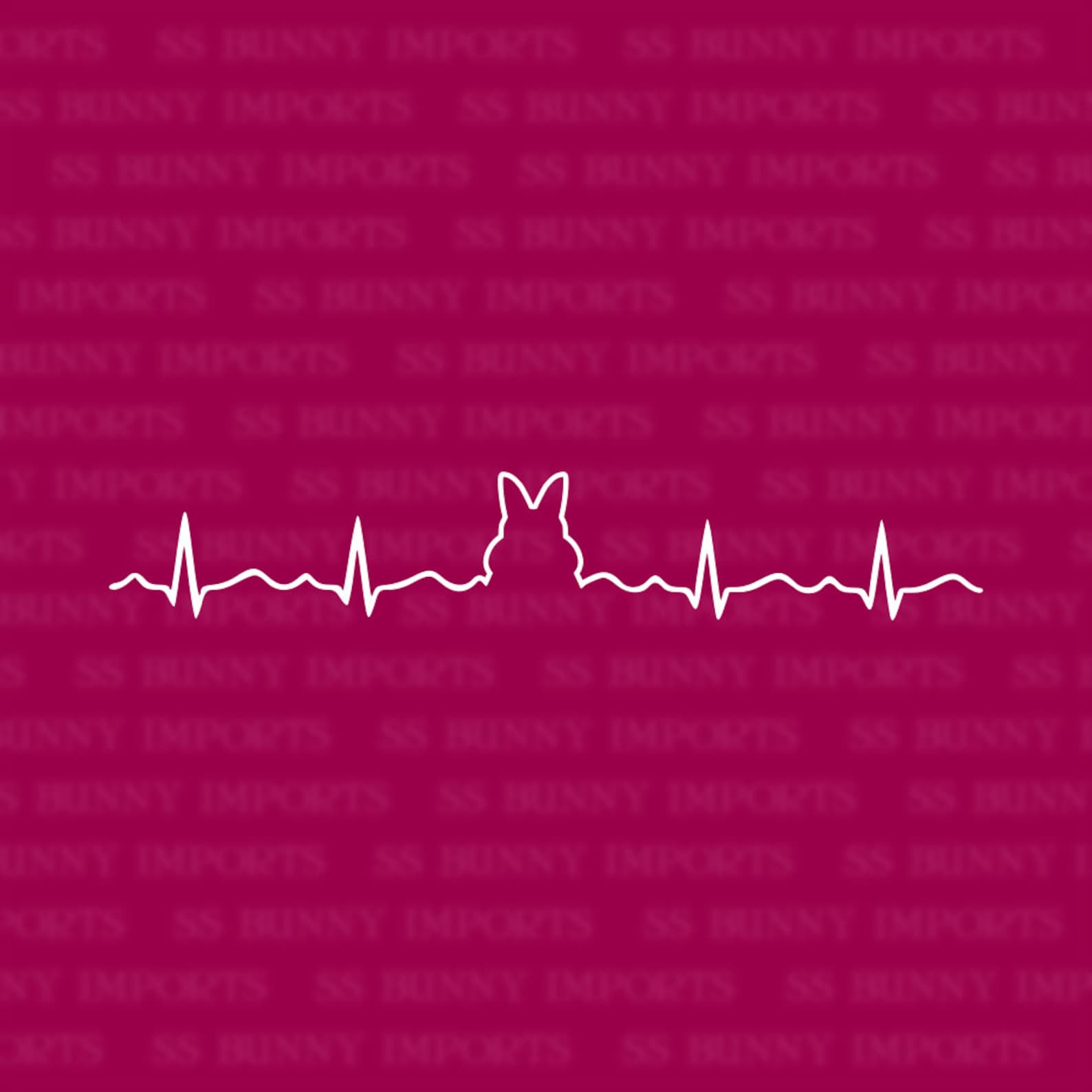 Dwarf Bunny Head Heart Beat ECG EKG; Rabbit Laptop Decal / Car Decal ...