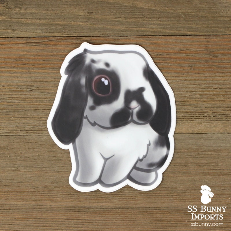 Broken Black Lop Rabbit Sticker Printed Chibi Bunny Vinyl - Etsy