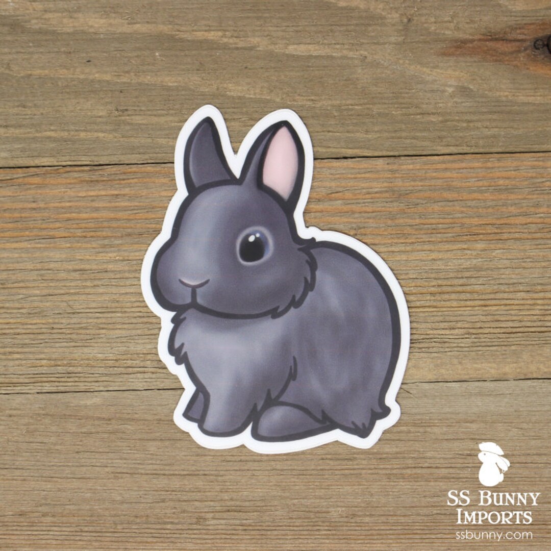 Blue Netherland Dwarf Bunny Sticker; Printed Chibi Rabbit Vinyl Laptop ...