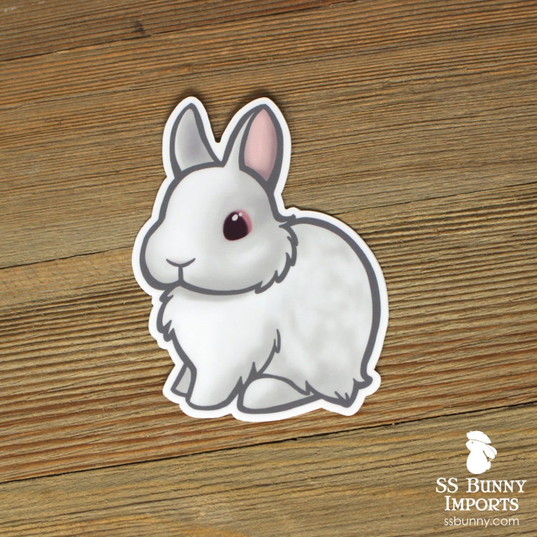 REW Netherland Dwarf Rabbit Sticker; Cute Printed Bunny Vinyl Sticker ...