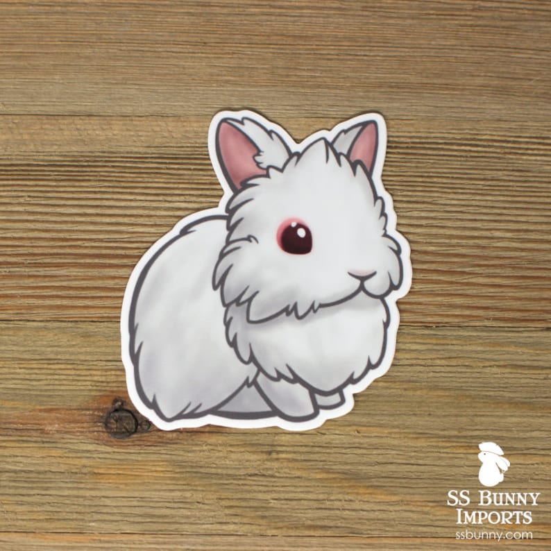 Red-eyed White Lionhead Rabbit Sticker Cute White Bunny - Etsy