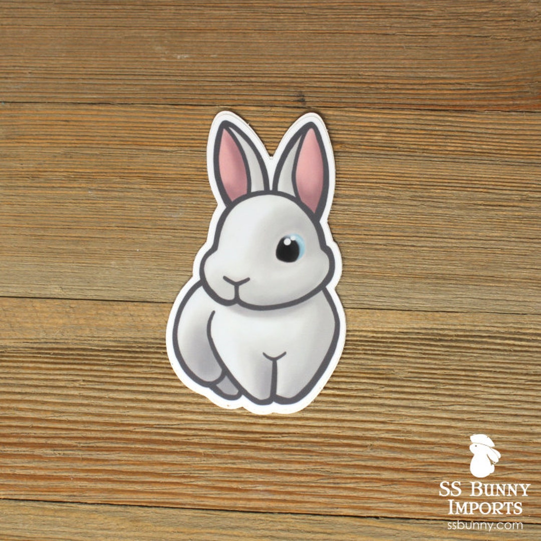 Blue-eyed White Rabbit Sticker; Chibi Printed Vinyl BEW Bunny Sticker ...